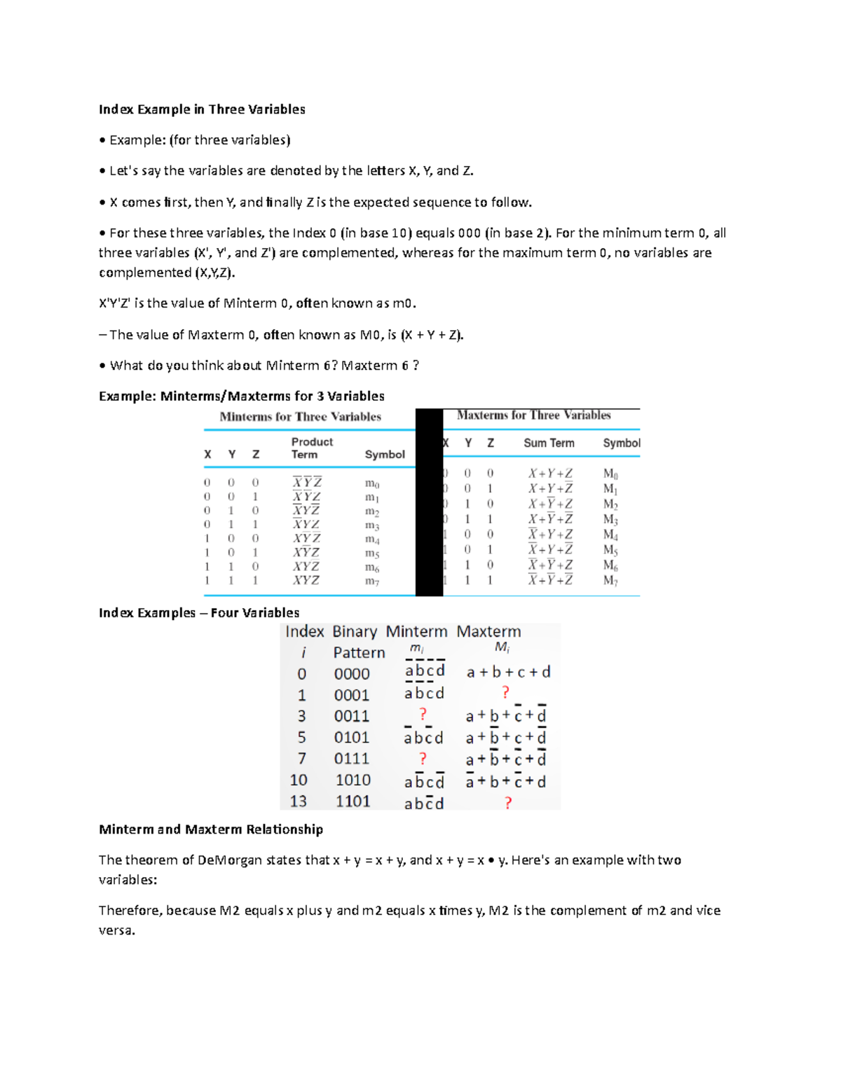 Index Example in Three Variables - Index Example in Three Variables ...