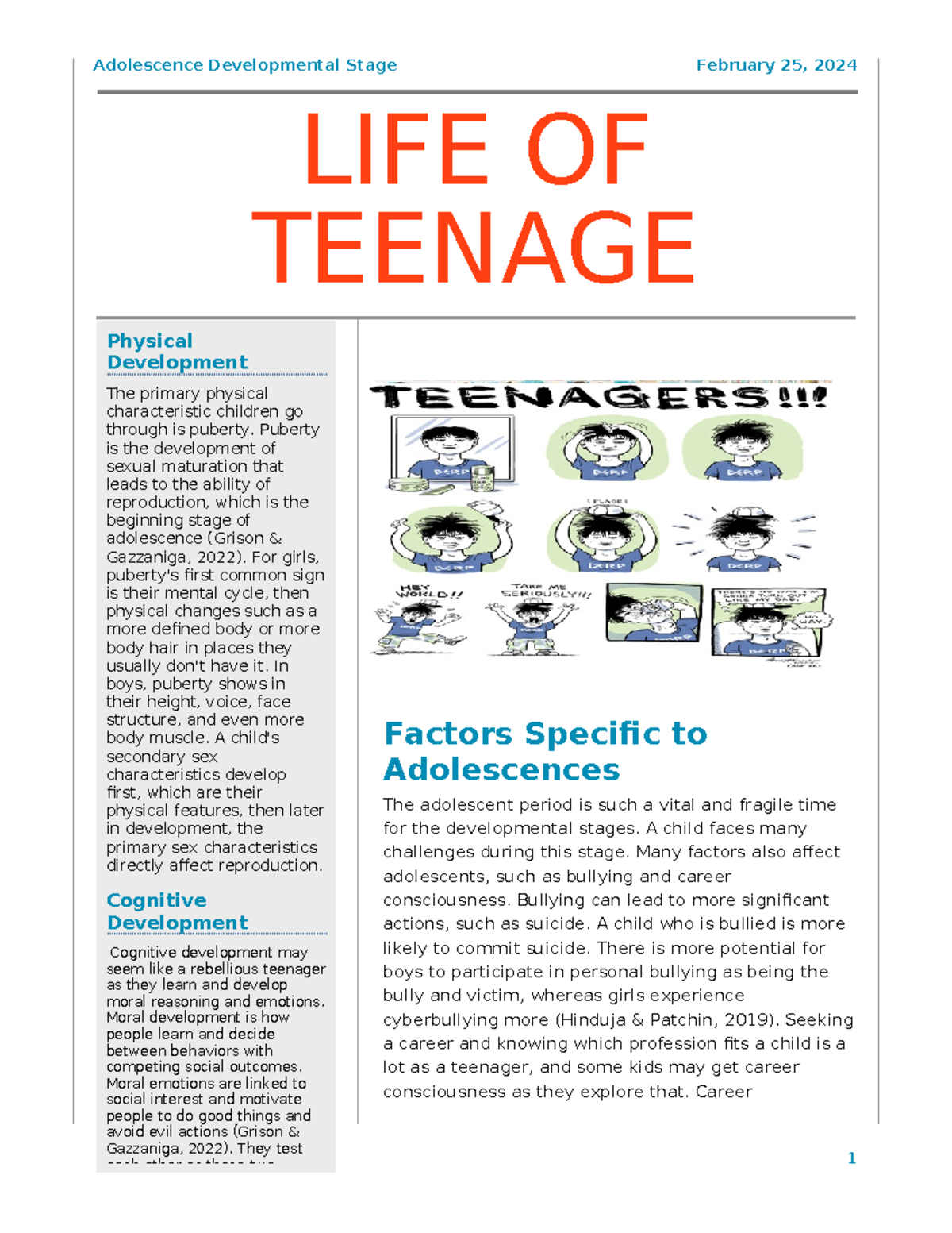 PSY 102 RS T3 Template 2 Development Newsletter - Adolescence ...