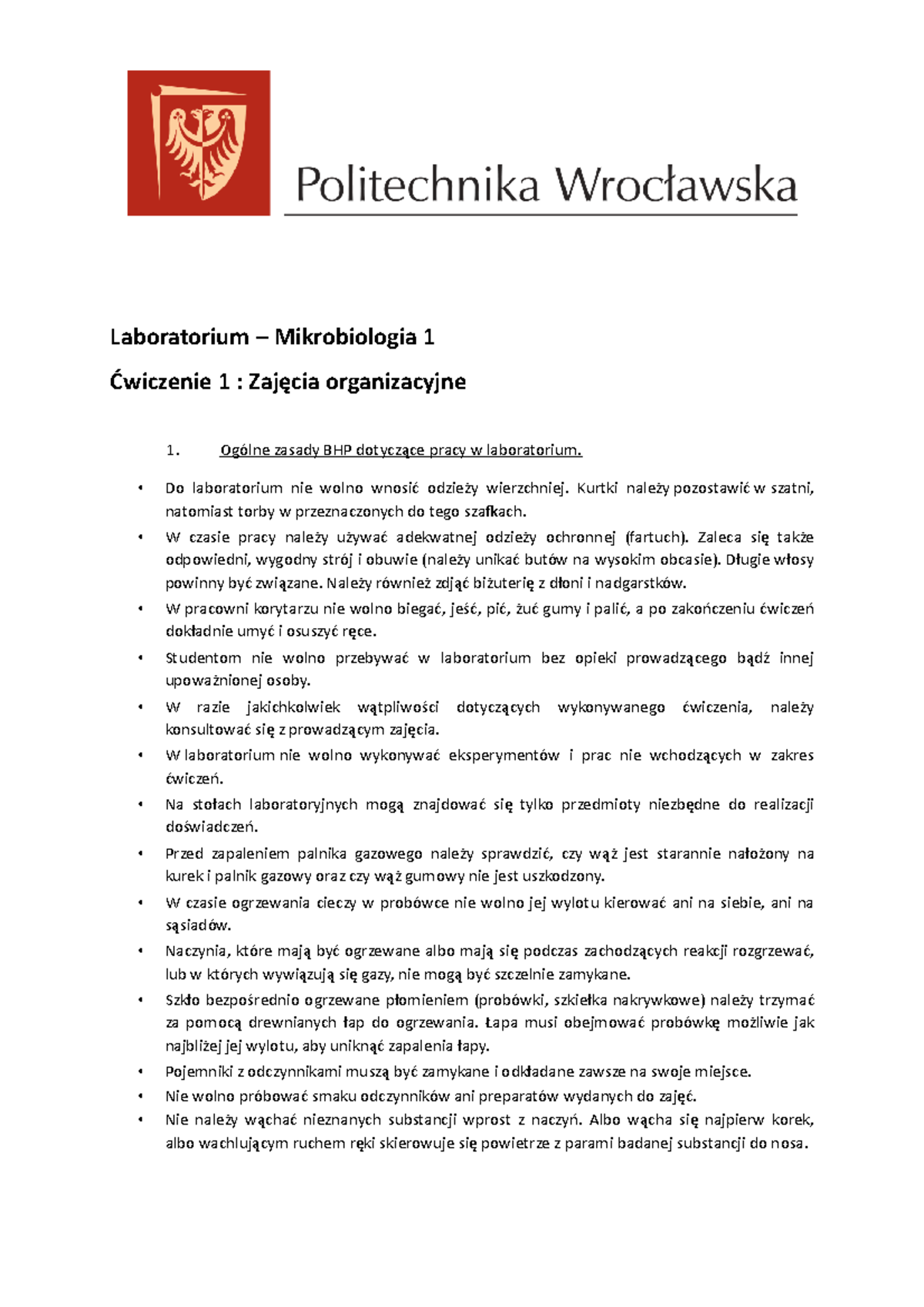 Mikrobiologia lab 1 - instrukcje do labów z mikrobiologii ...