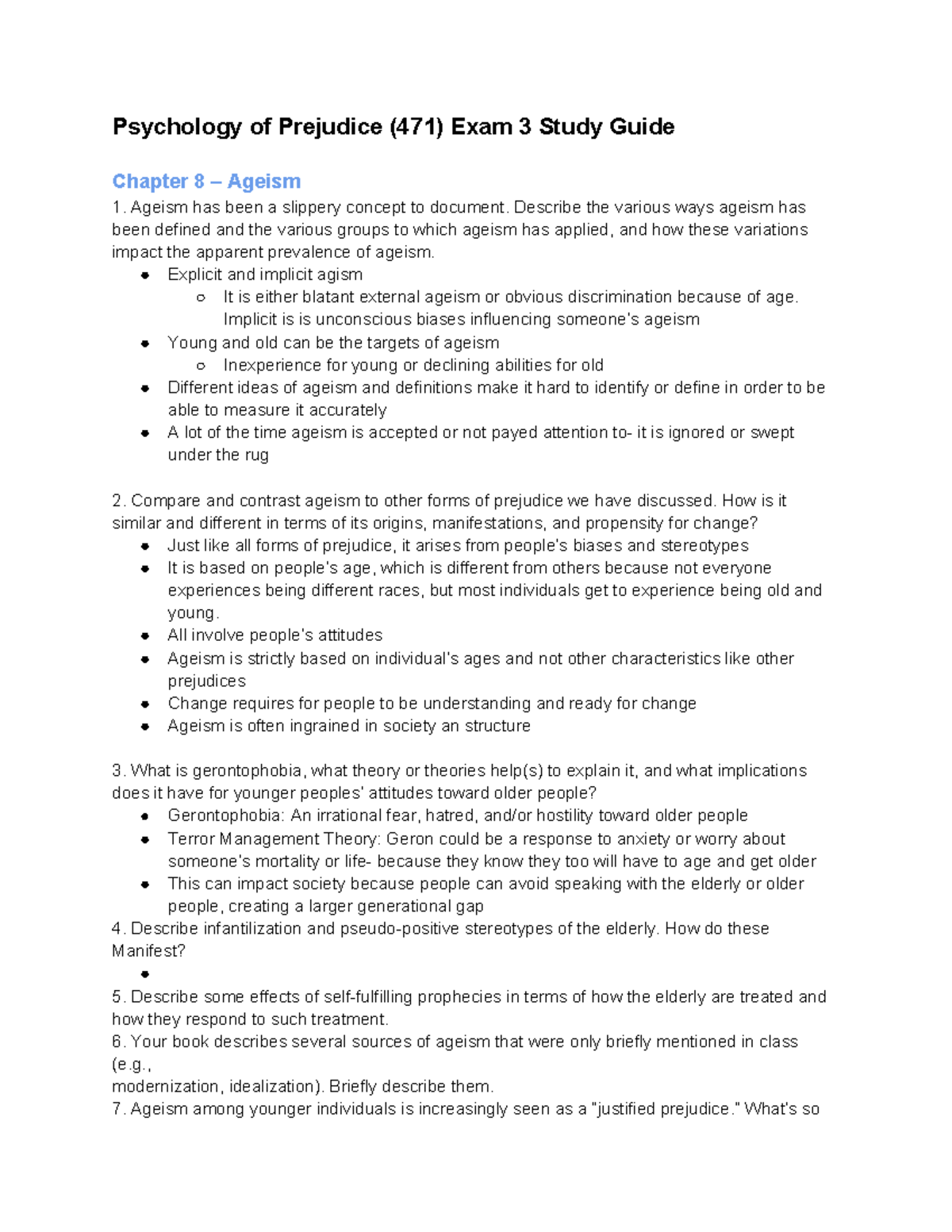 Psych Exam Review - Psychology of Prejudice (471) Exam 3 Study Guide ...