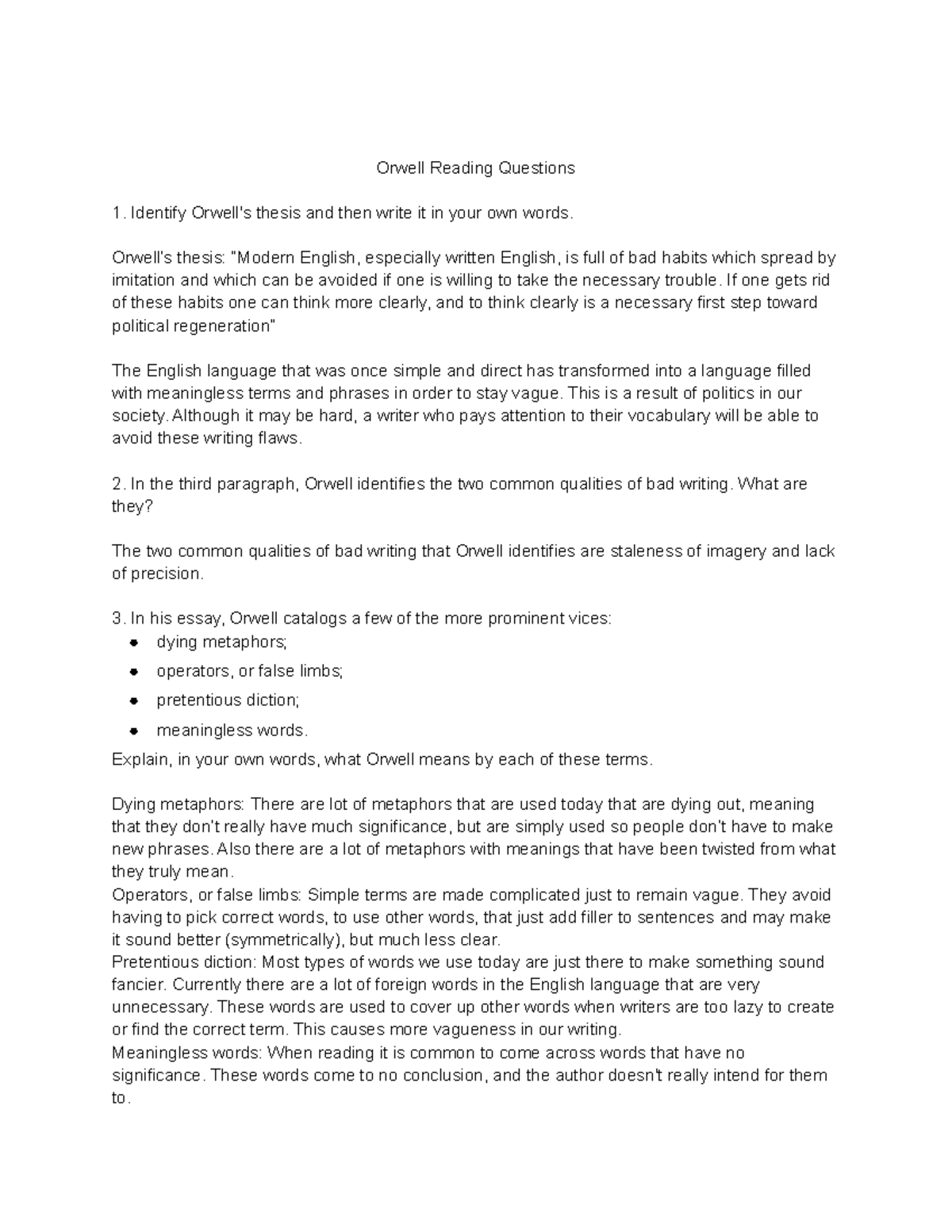 ENG4U-U3A3A2-Orwell Reading Questions - Orwell Reading Questions ...