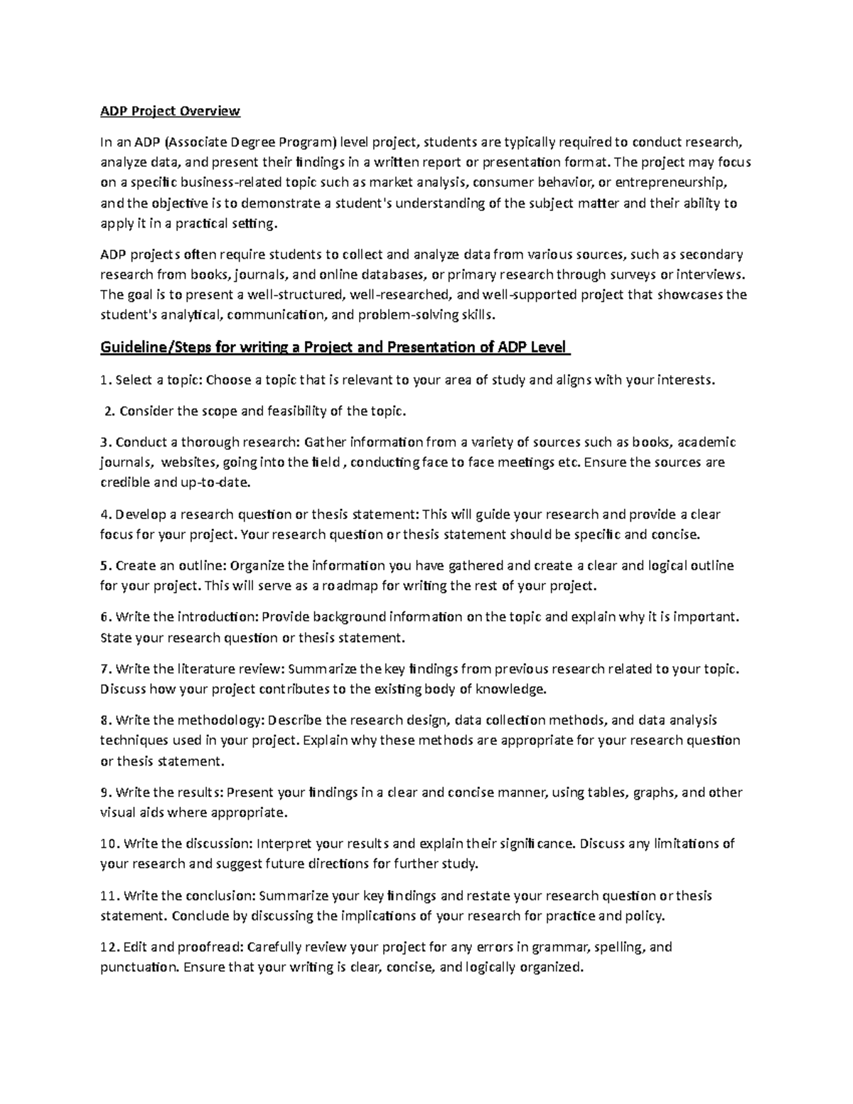 ADP Project English-I - ADP Project Overview In an ADP (Associate ...