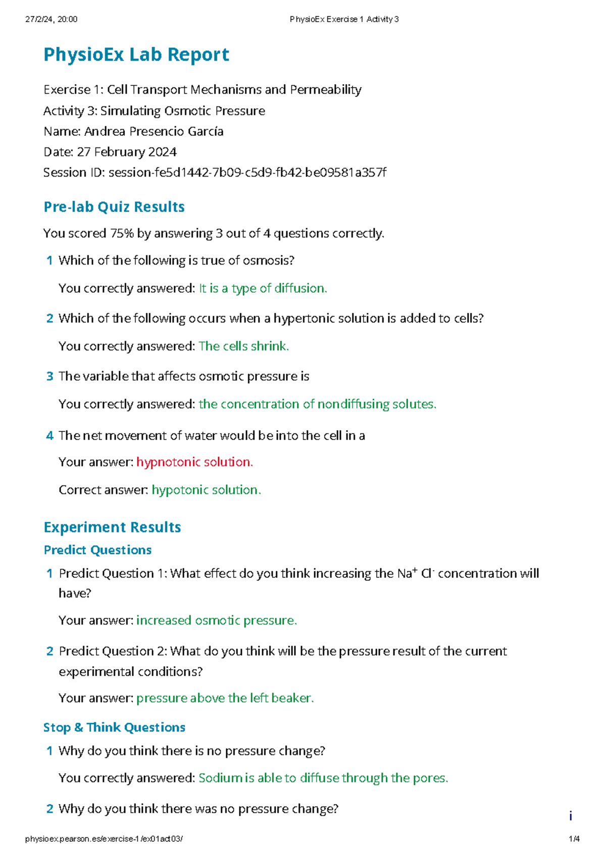 Physio Ex Exercise 1 Activity 3 - PhysioEx Lab Report Exercise 1 : Cell ...