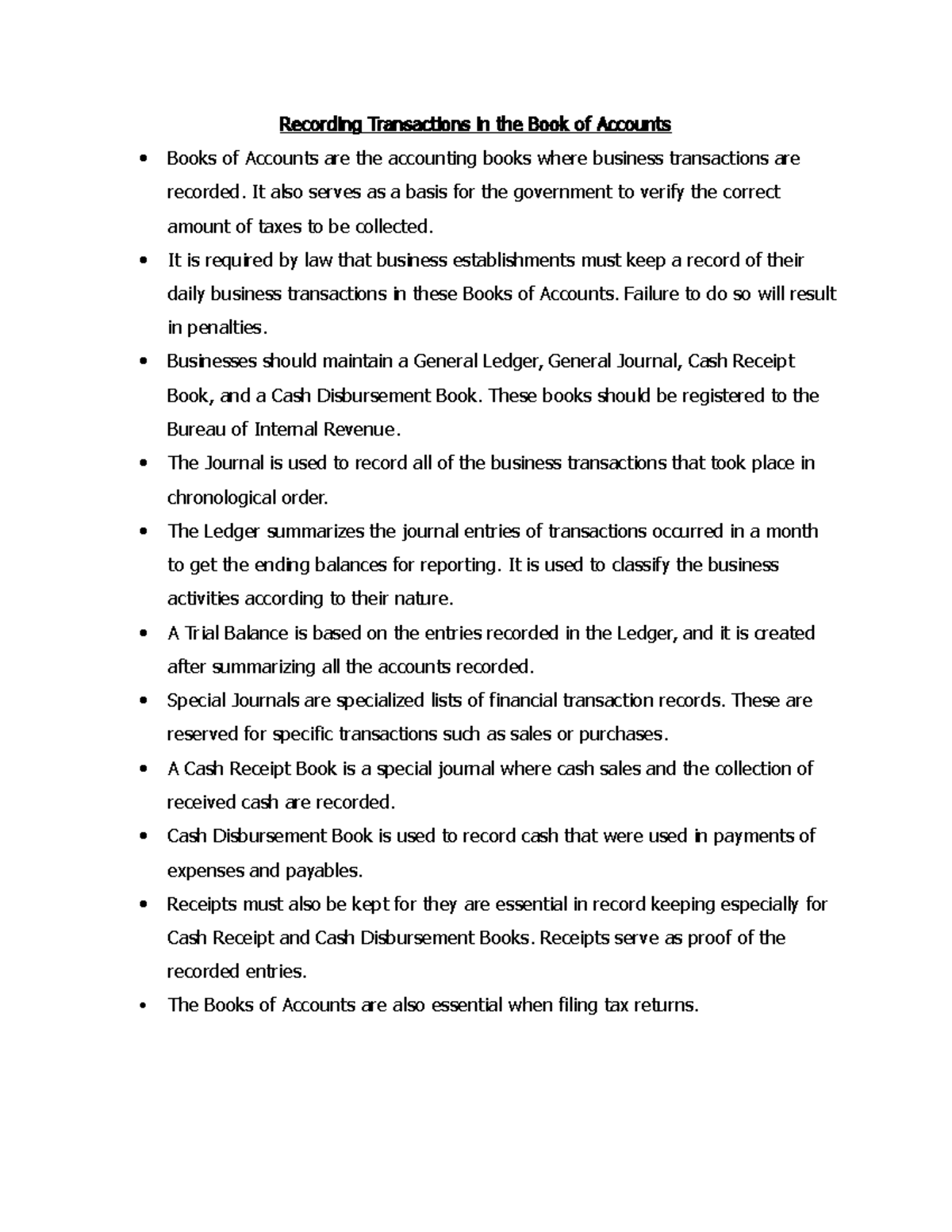 Tax recording transactions in books of accounts notes - Recording ...