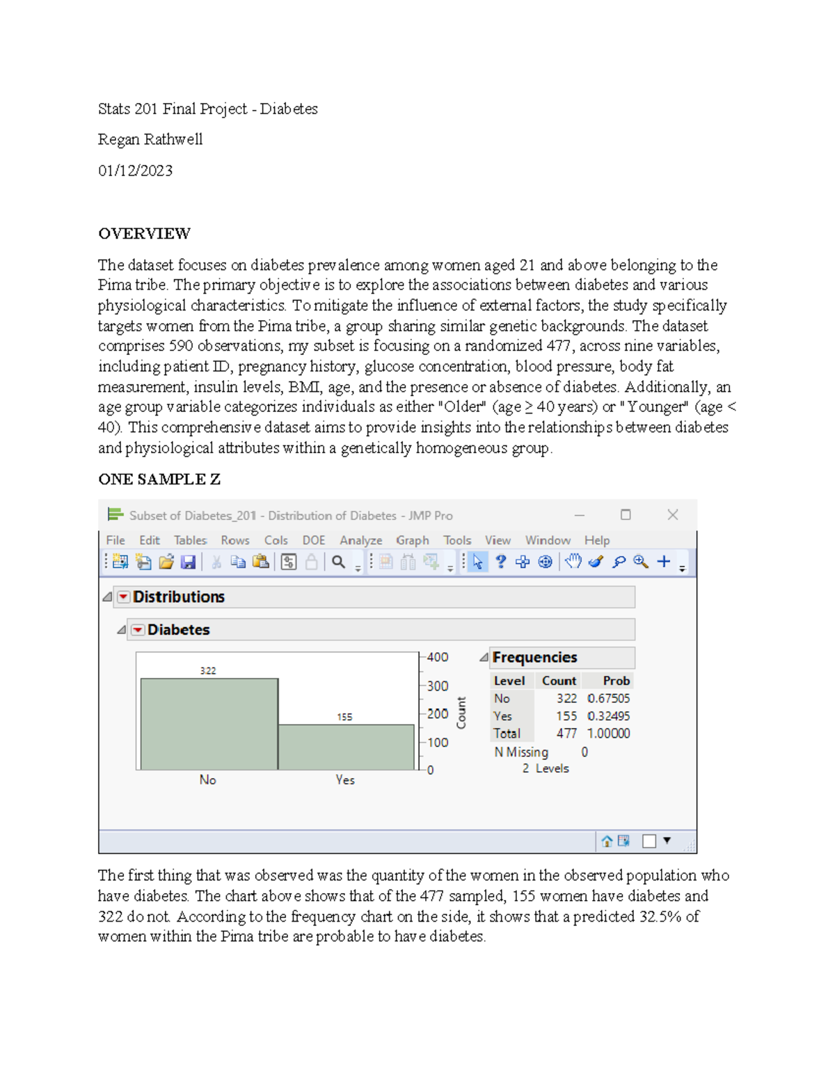Stats 201 Final Project - Stats 201 Final Project - Diabetes Regan ...