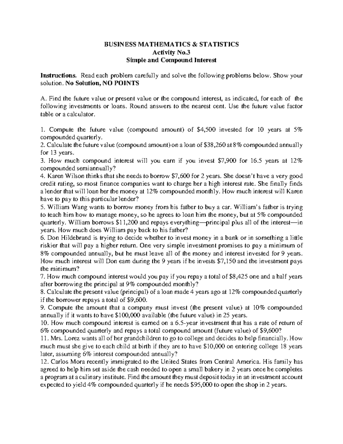 Activity No 3 Simple and Compound Interest-1 - BUSINESS MATHEMATICS ...
