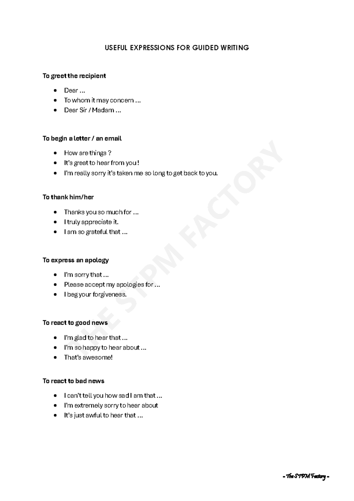Expressions FOR TASK 1 Writing - THE STPM FACTORY USEFUL EXPRESSIONS ...