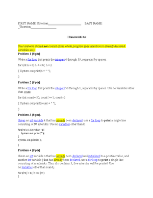 1301 B HW2, part 1 - Assignment - FIRST NAME: Kenya LAST NAME: Gibson CS 1301 Homework #2, Part ...
