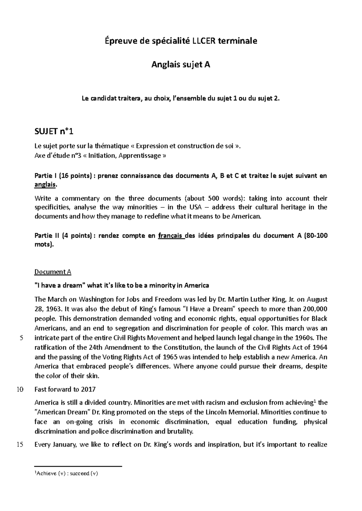 Llce sujet corrigé 3 et 4 - Épreuve de spécialité LLCER terminale ...