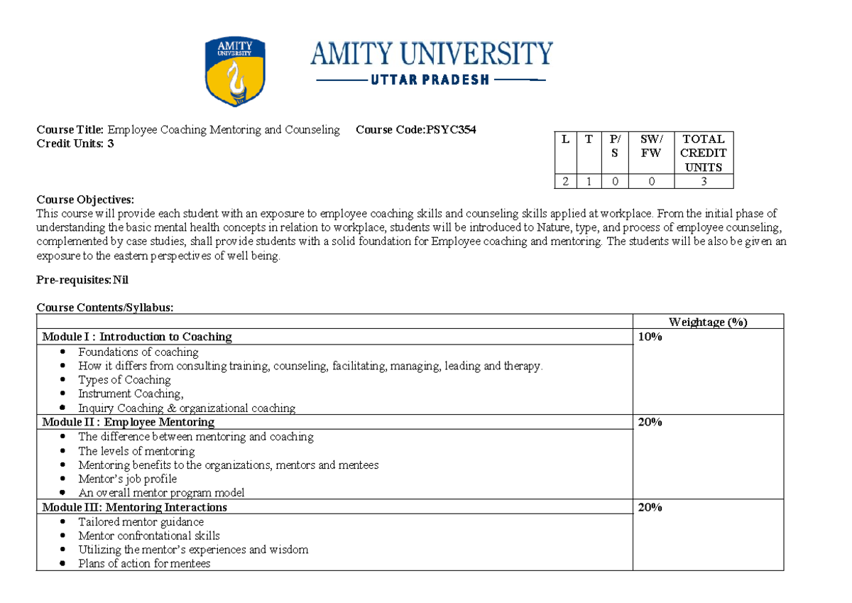 Employ syll - nice nice nice, i jus need prem - Course Title: Employee ...