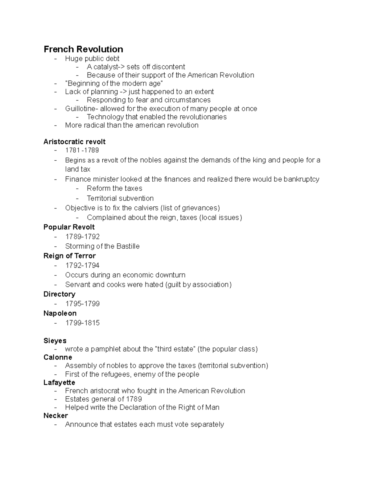 Civ Notes #10 - Professor Alan Grub - French Revolution Huge public ...