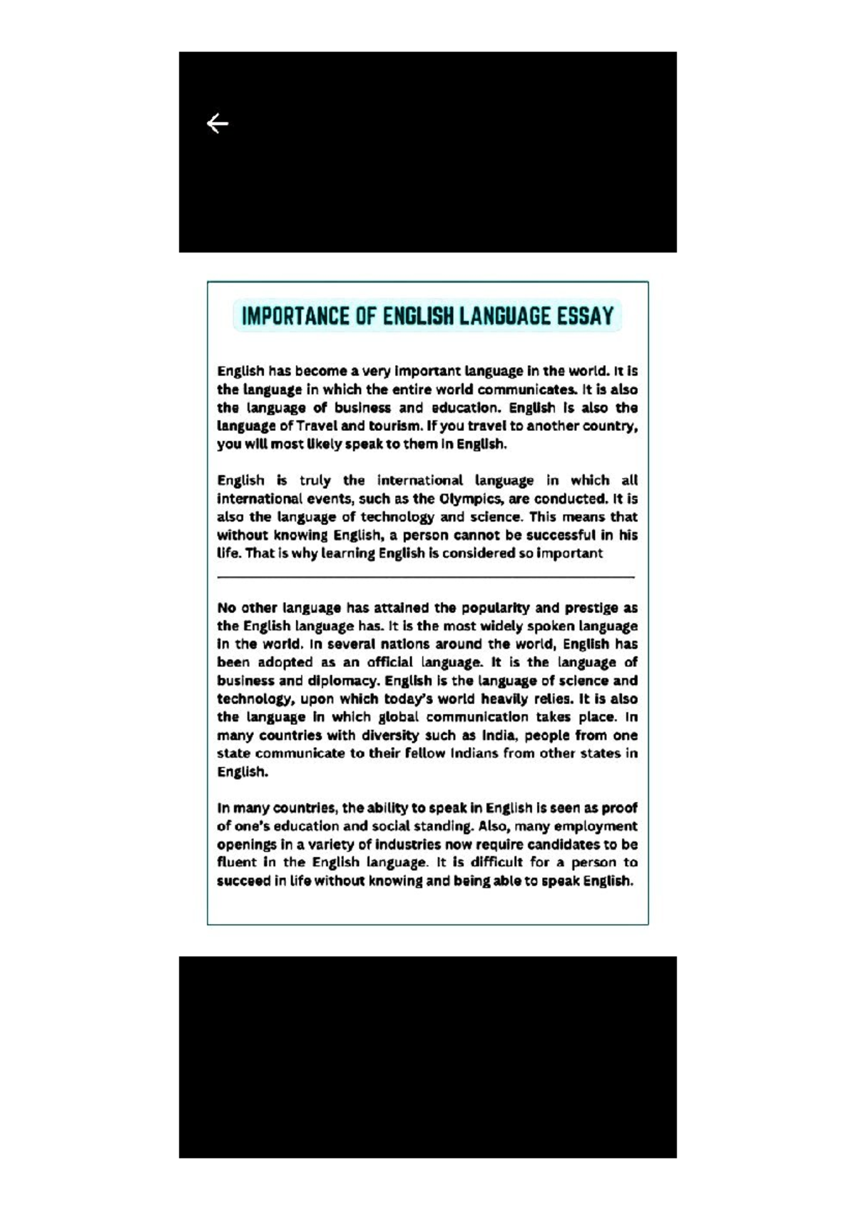 Essay on english for the parents and students to know about the English ...