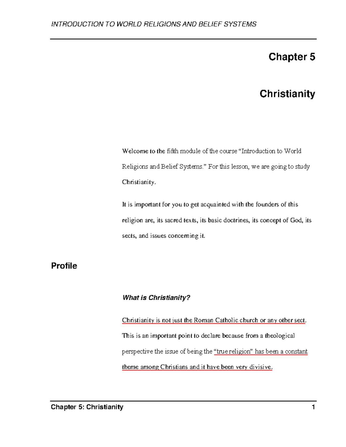 Week 006 - Christianity - INTRODUCTION TO WORLD RELIGIONS AND BELIEF ...