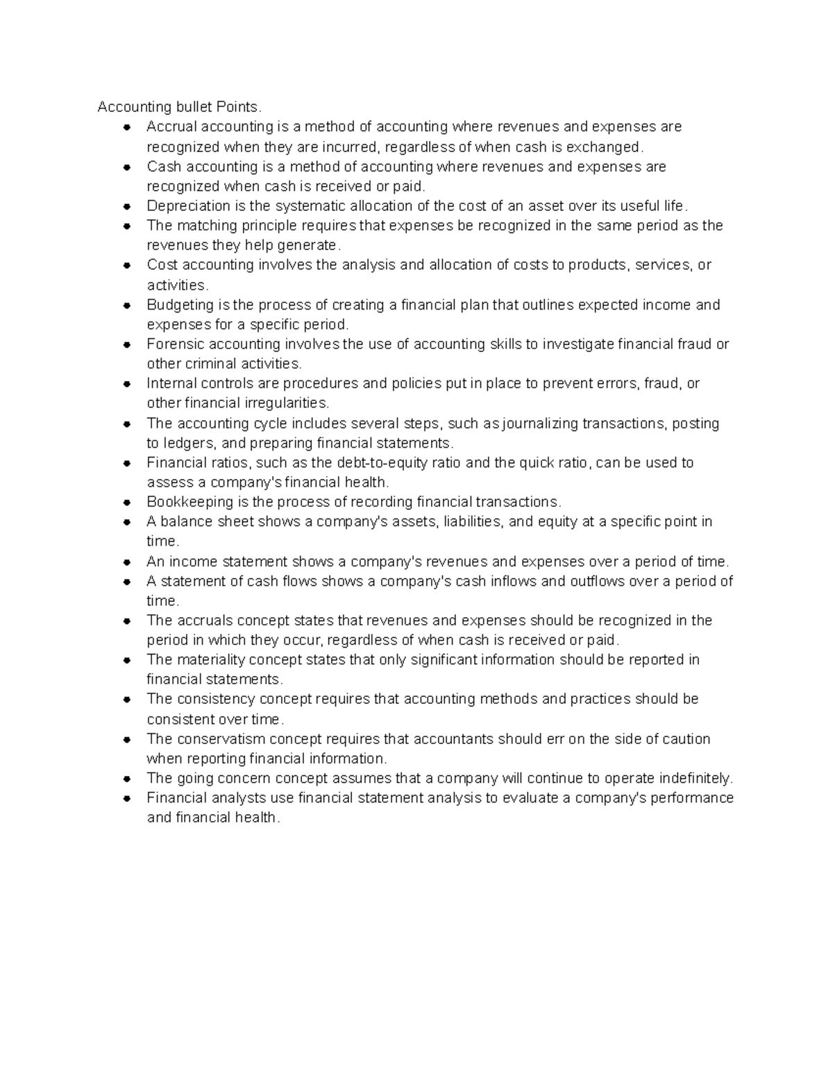 Accounting bullet Points 2 - Accrual accounting is a method of ...