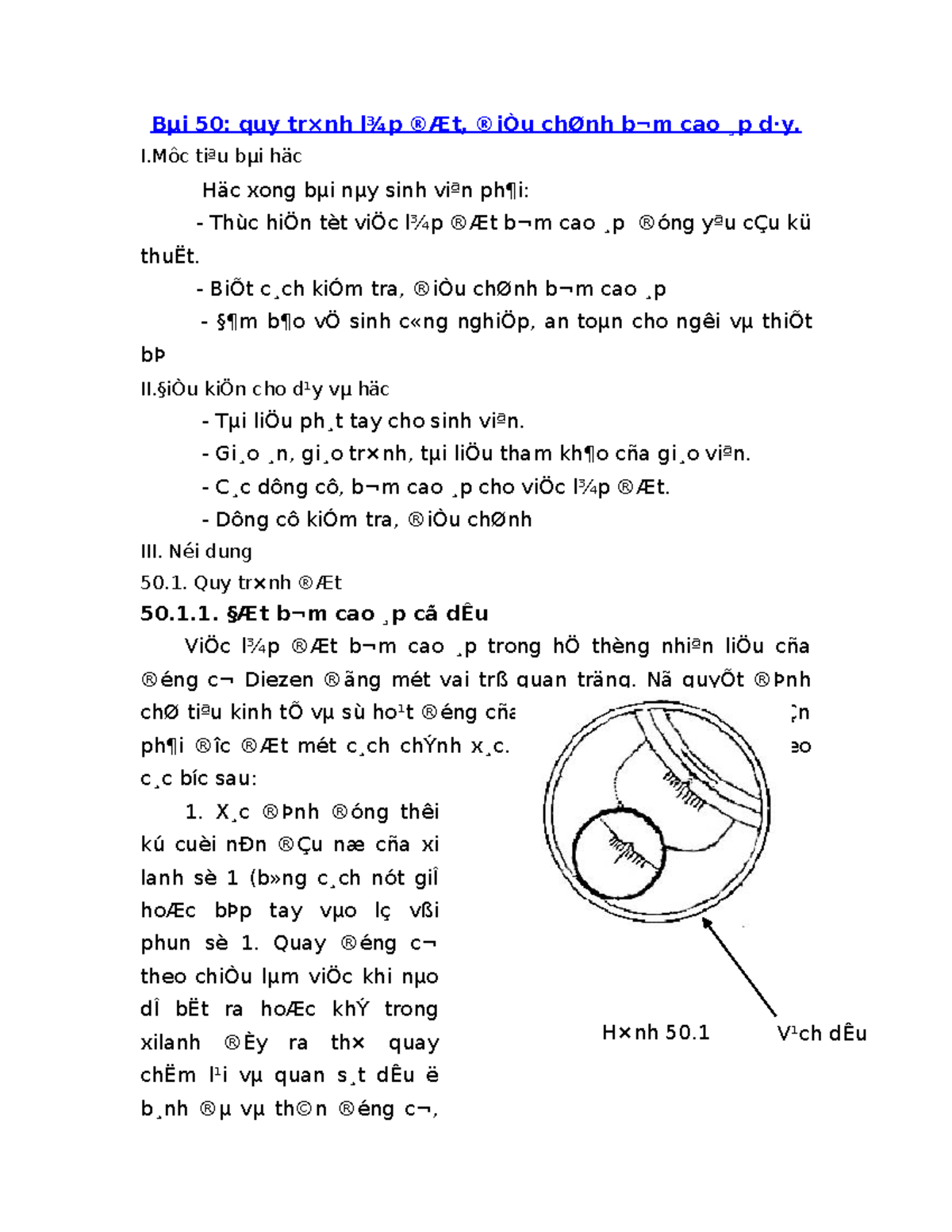 Dat bơm cao ap PE va dieu chinh phun - Bμi 50: quy tr×nh l¾p ®Æt, ®iÒu chØnh b¬m cao ̧p d·y. Iôc ...