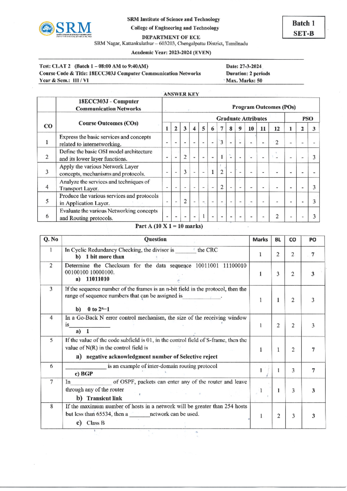CCN CT2 2023-2024 set B batch 1 - Computer Communication Networks - Studocu