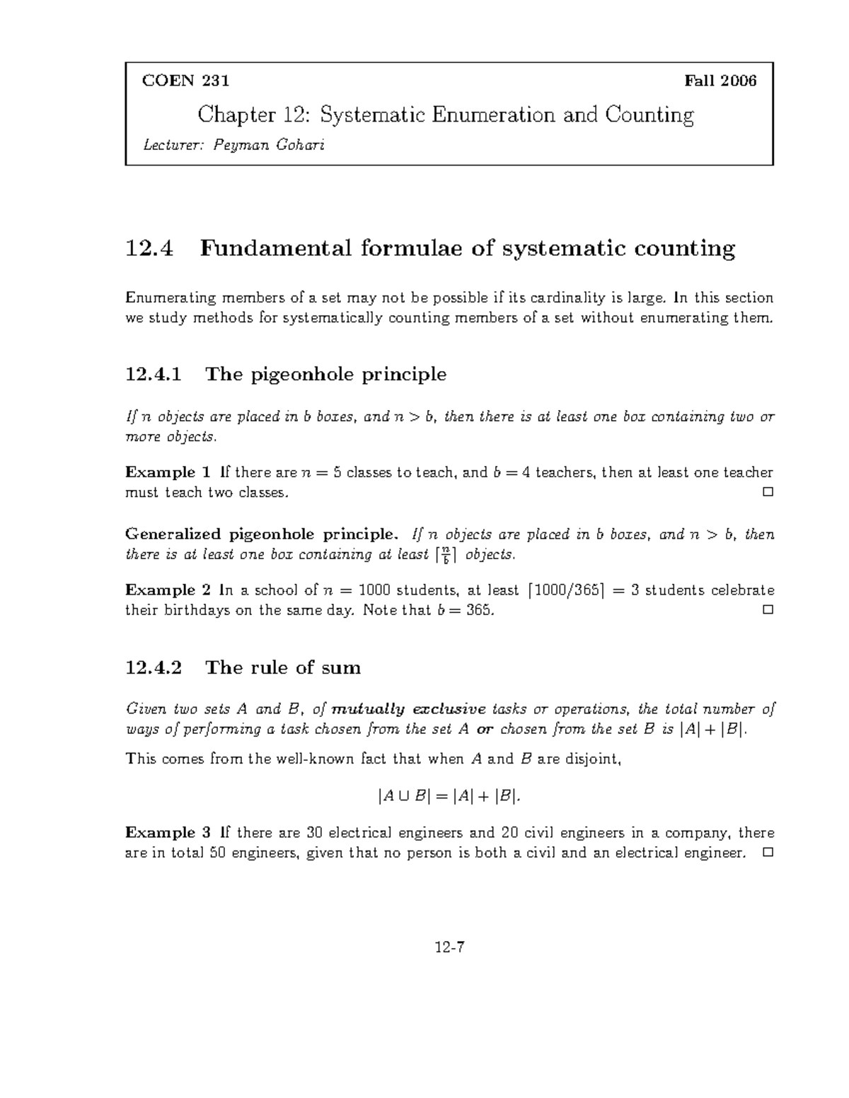 12-2 - COEN 231 chapter 12-2 - COEN 231 Fall 2006 Chapter 12 ...