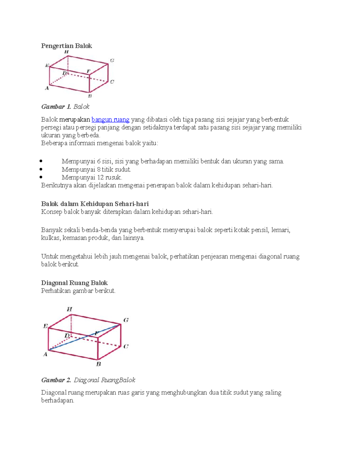 Balok - Pengertian Balok Gambar 1. Balok Balok merupakan bangun ruang ...