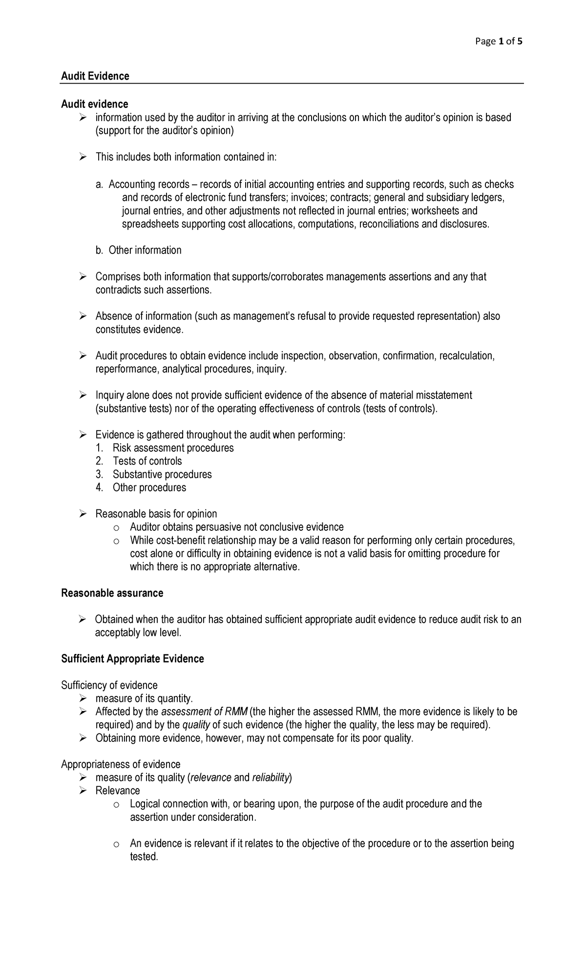 Notes-PSA-500 - ..... - Audit Evidence Audit evidence information used ...