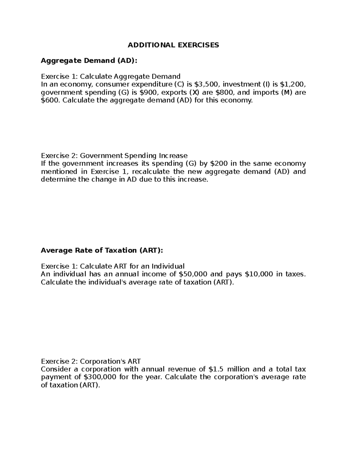 Additional Exercises - Workbook answers - ADDITIONAL EXERCISES ...