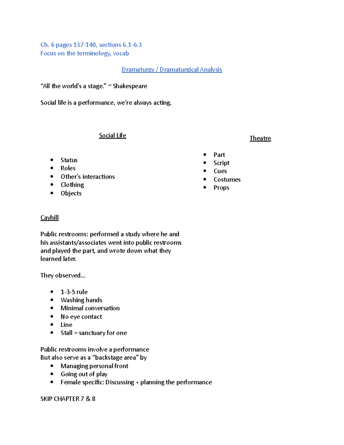 SOC110 09-20-2016 - Lecture notes Weeks 3 & 4 - Ch. 6 pages 137-140 ...