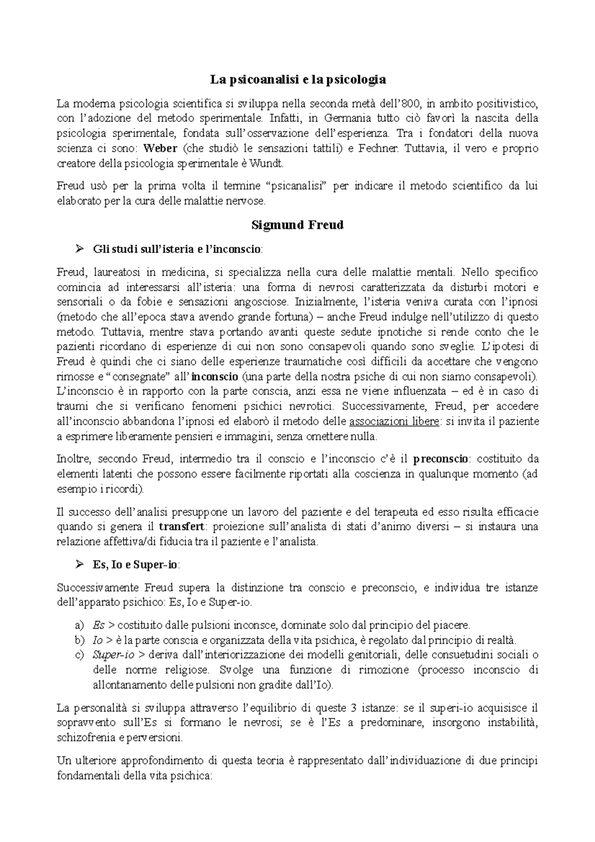 Freud - Fredu, riassunto - La psicoanalisi e la psicologia La moderna ...