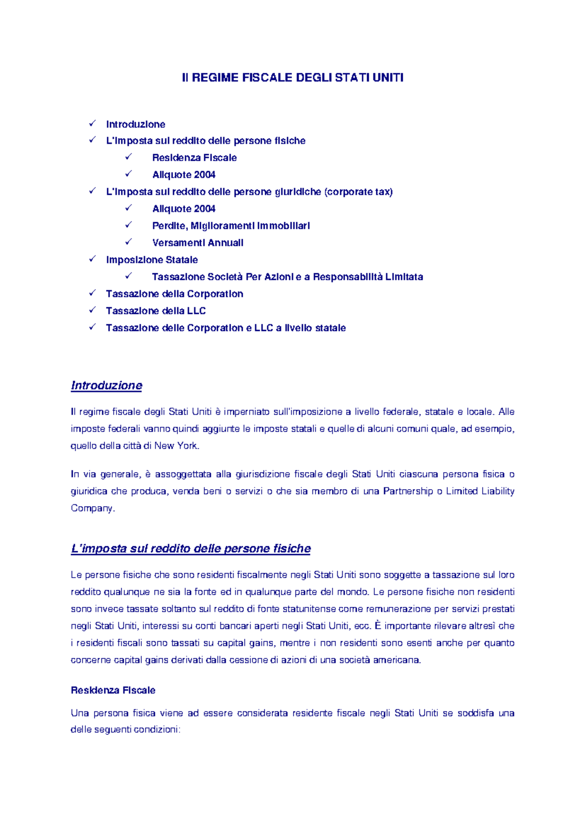 Regime fiscale confronto - Il REGIME FISCALE DEGLI STATI UNITI 9 ...