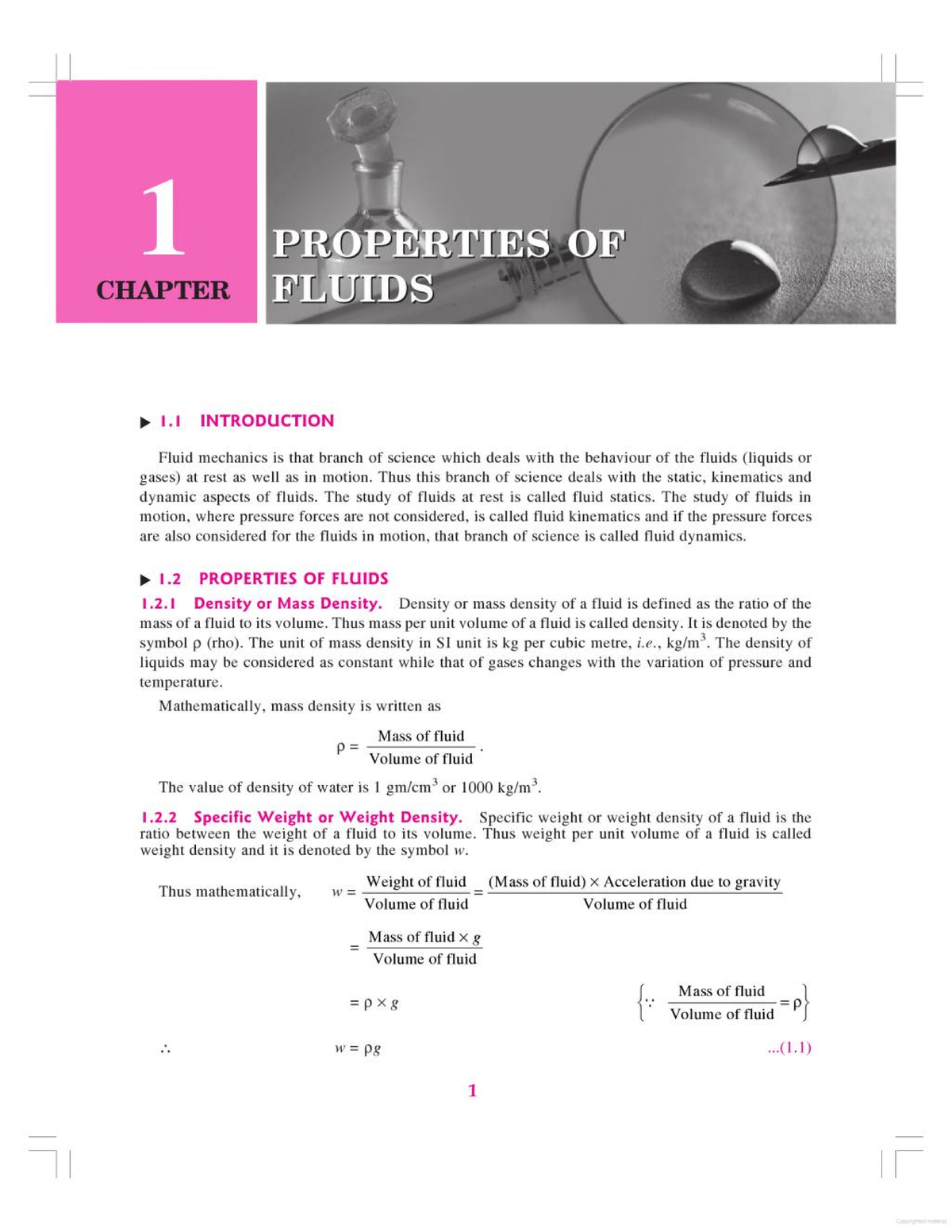 Fluid Mechanics - Btech - 1 PROPERTIES OF CHAPTER FLUIDS 1 INTRODUCTION Fluid mechanics is that ...