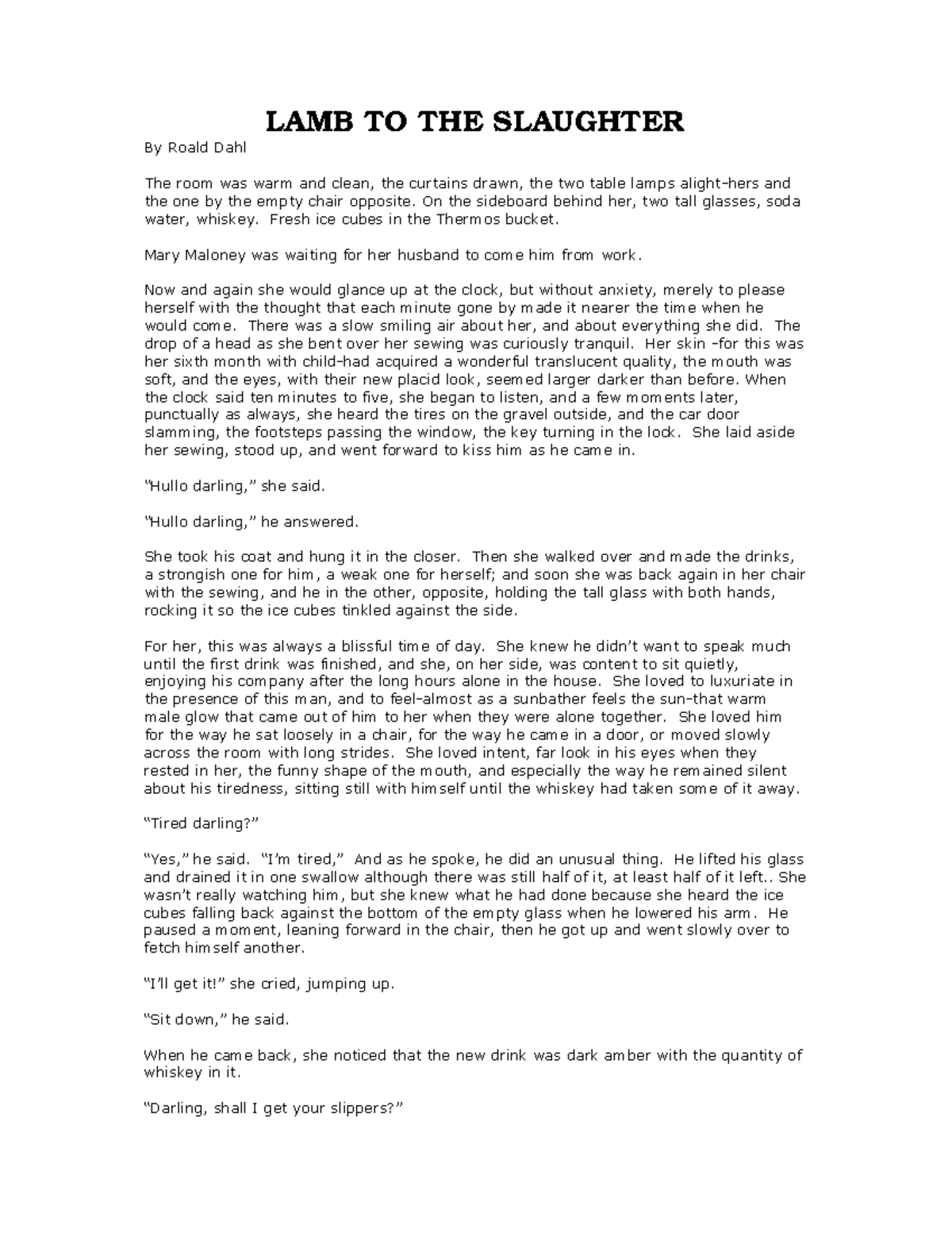 Microsoft Word - Lamb to the Slaughter - story - LAMB TO THE SLAUGHTER ...