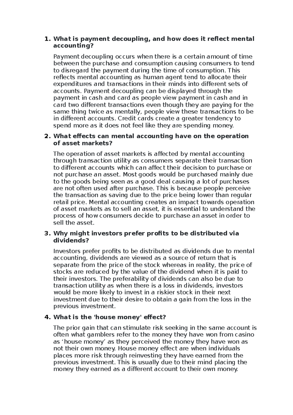 Pre-lectorial questions wk 3 - 1 is payment decoupling, and how does it ...