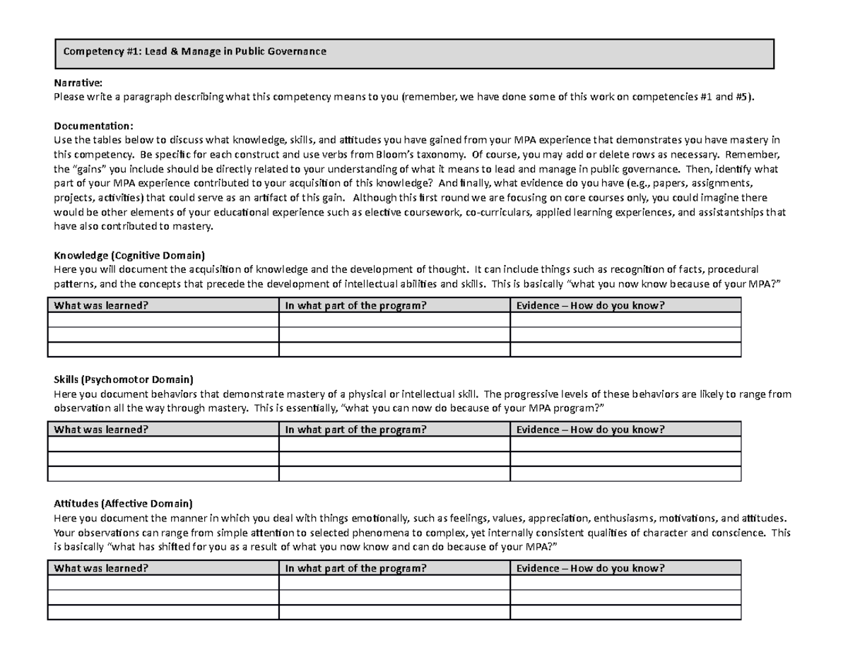 Competency Template - Outline - Narrative: Please write a paragraph ...