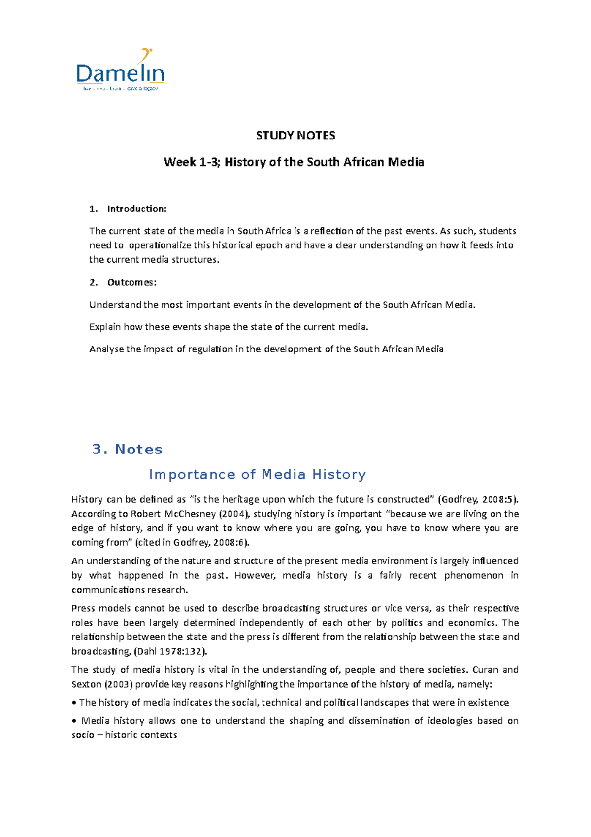 Study Notes Media Studies 1 Unit 1, History of the SA media - STUDY ...