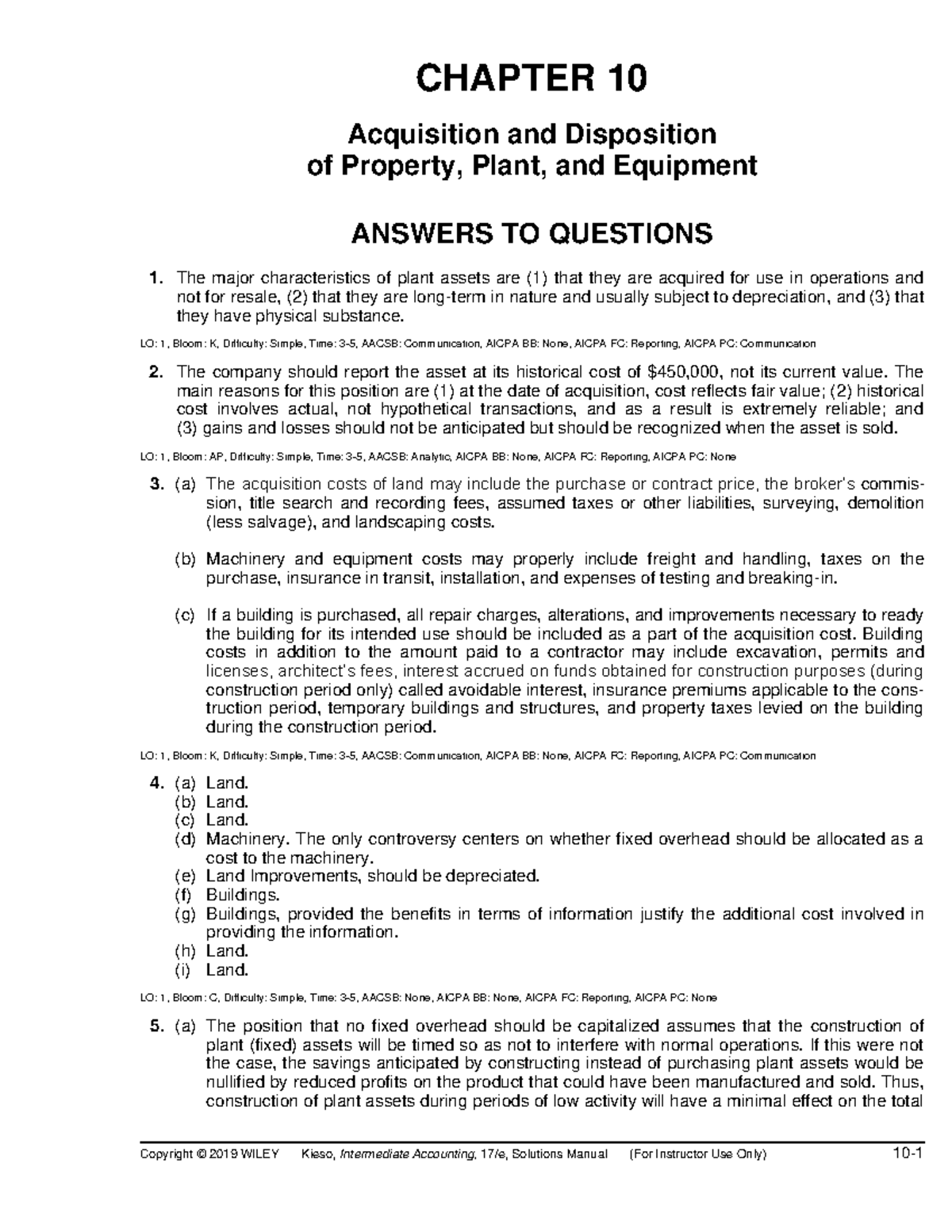 Acquisition AND Disposition OF Property, Plant, AND Equipment Chapter ...