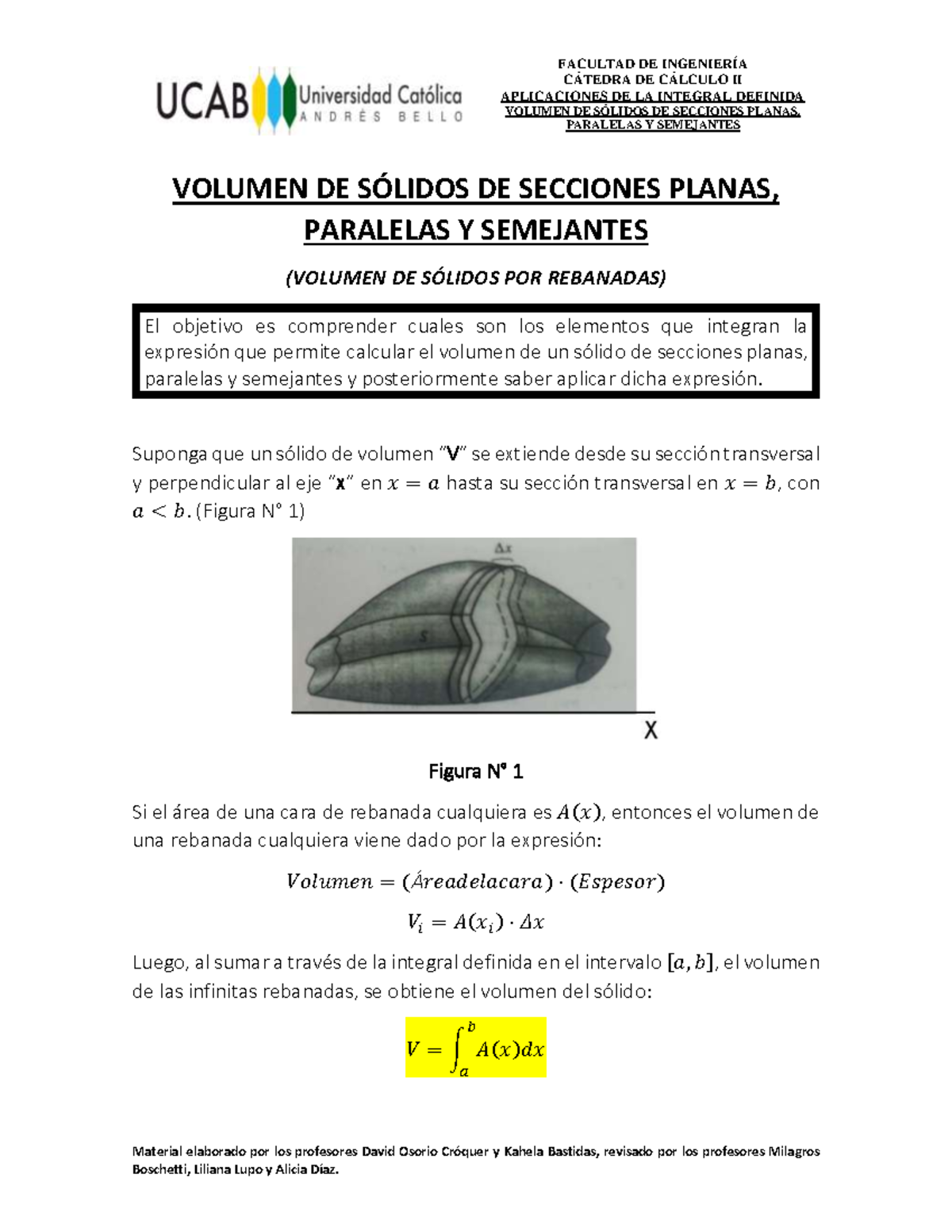 18 Cálculo II - Volumen de Sólidos de Secciones Planas, Paralelas y ...
