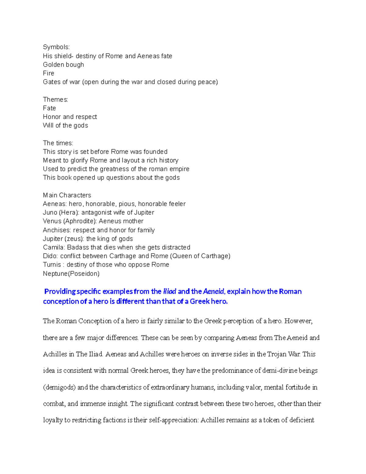 Mythology Aeneid Notes - Symbols: His shield- destiny of Rome and ...