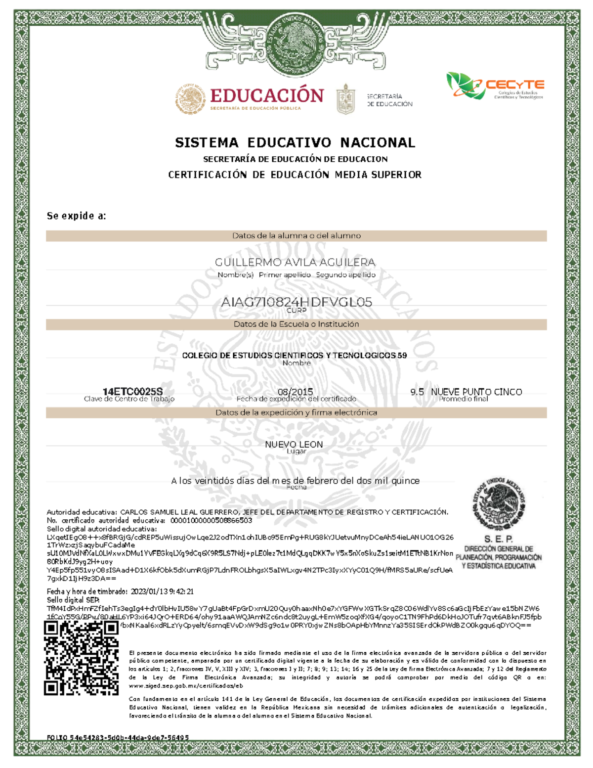 Guillermo Avila Aguilera - SISTEMA EDUCATIVO NACIONAL SECRETARÍA DE ...