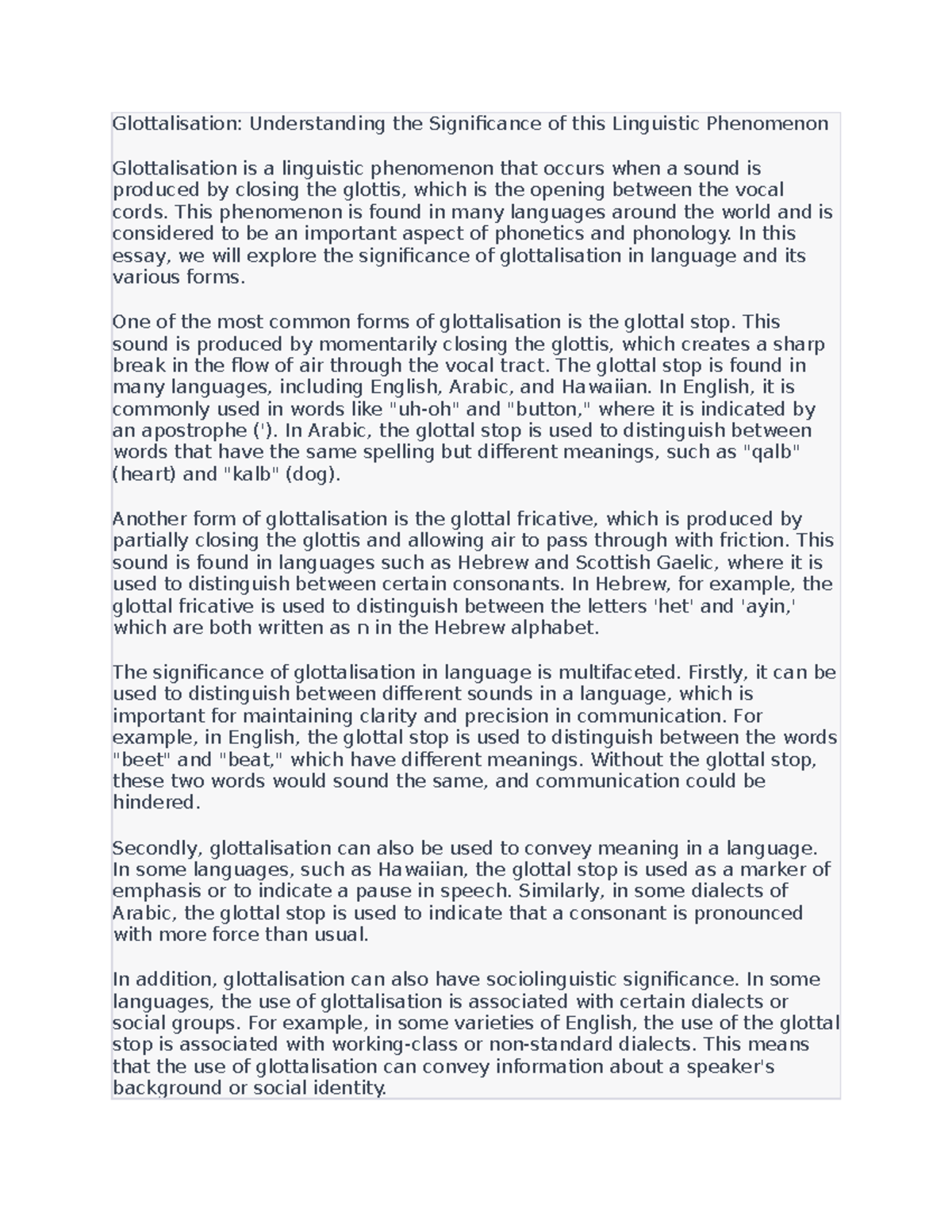 Glottalisation - An introduction to glottalization. - Glottalisation ...