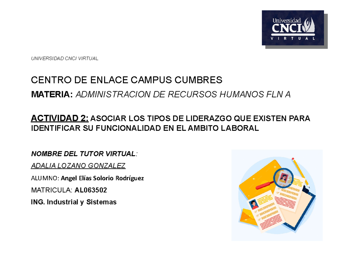Actividad 2 Administracion DE Recursos Humanos - UNIVERSIDAD CNCI ...
