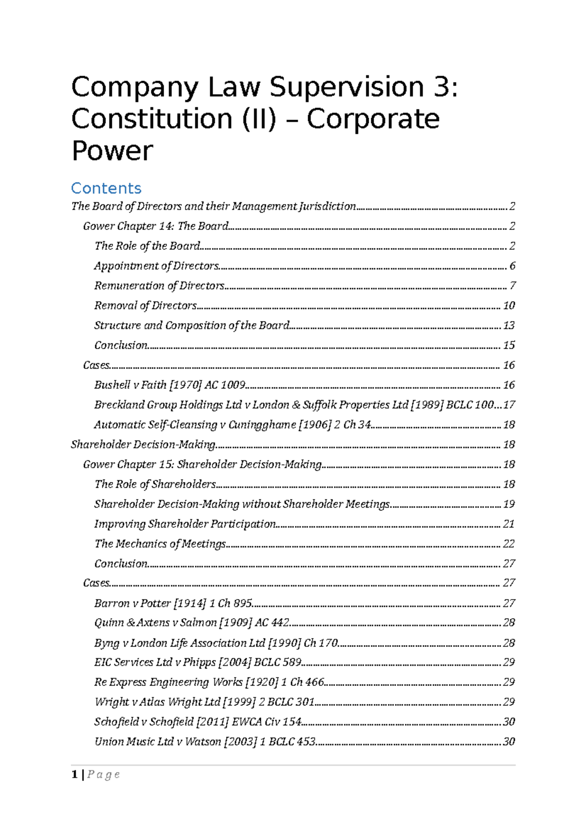 Company Law Supervision 3 Notes - Company Law Supervision 3 ...