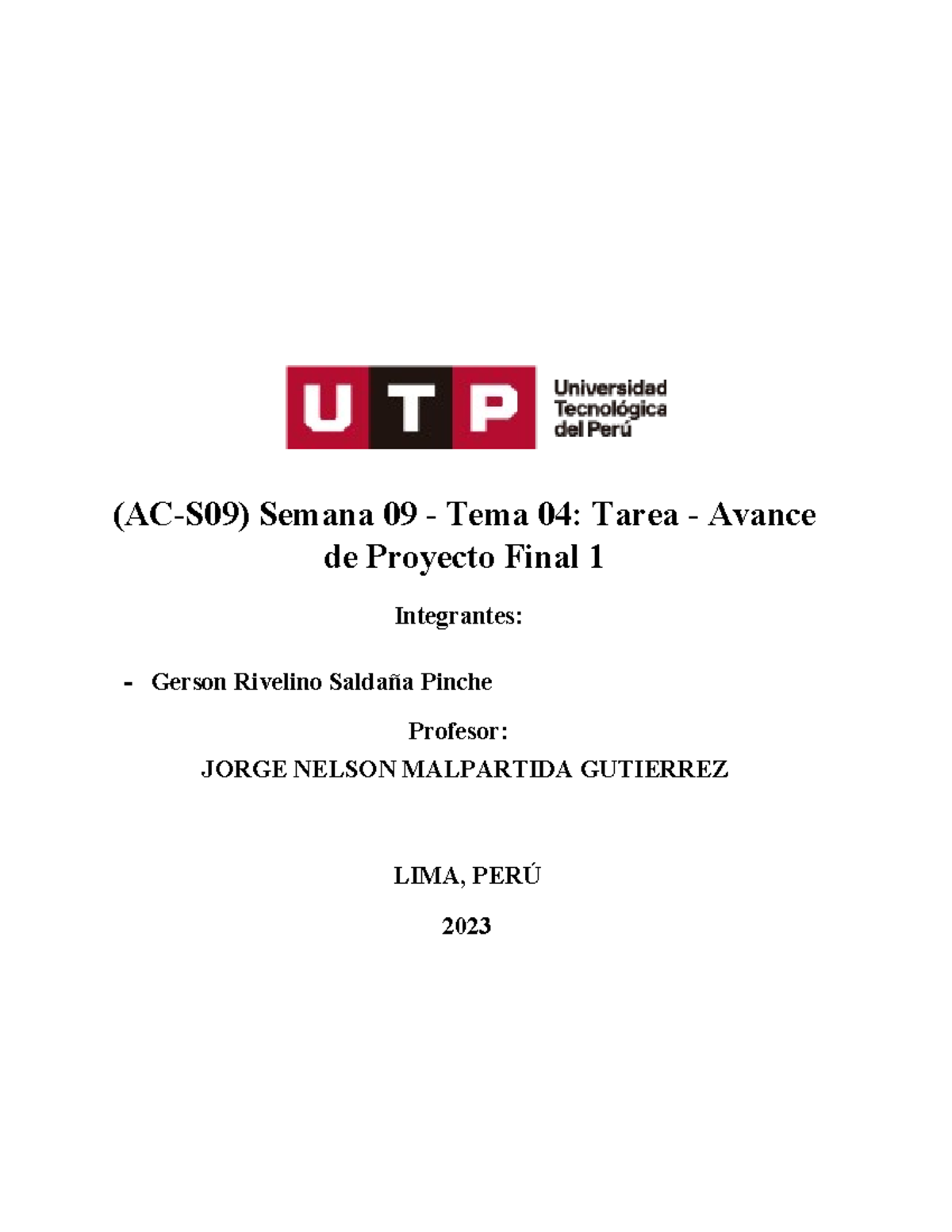 ACS09 Semana 09 Tema 04 Tarea Avance de Proyecto Final 1 - (AC-S09) Semana 09 - Tema 04: Tarea ...
