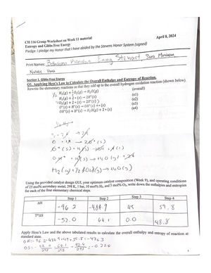 PCWS 2 - Pre Class Worksheet - CH 116 - Studocu