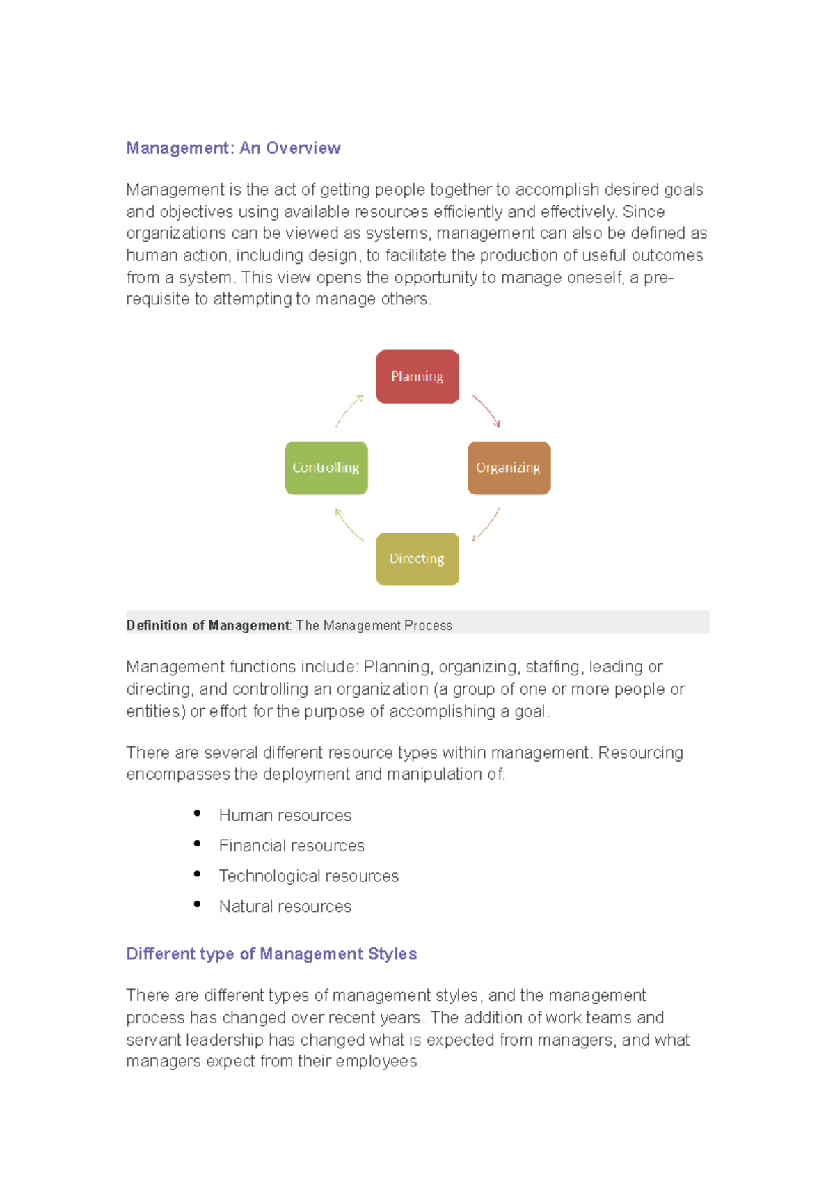 Different type of Management Styles - Management: An Overview ...