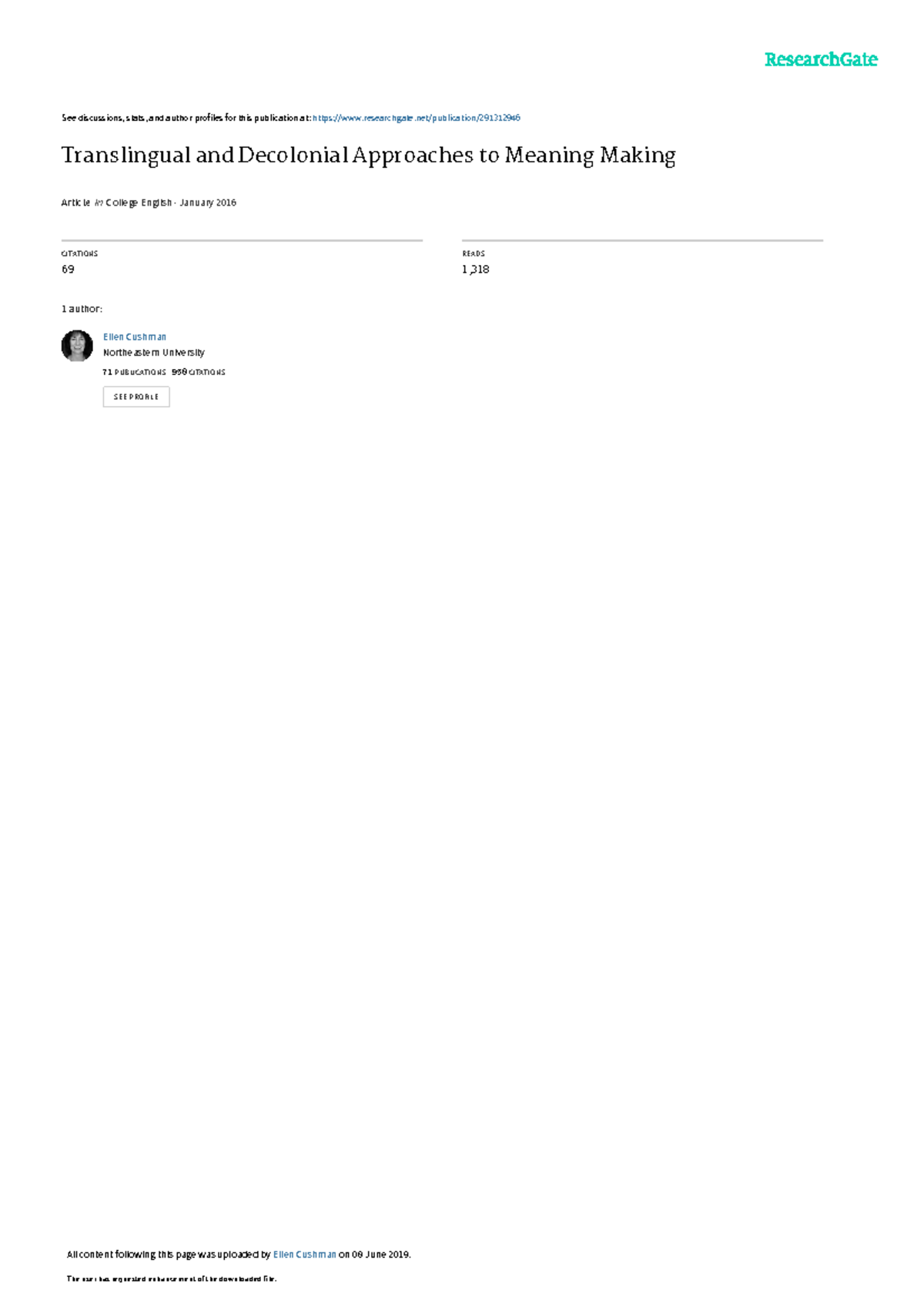 Translingual and Decolonial Approaches to Meaning - See discussions ...