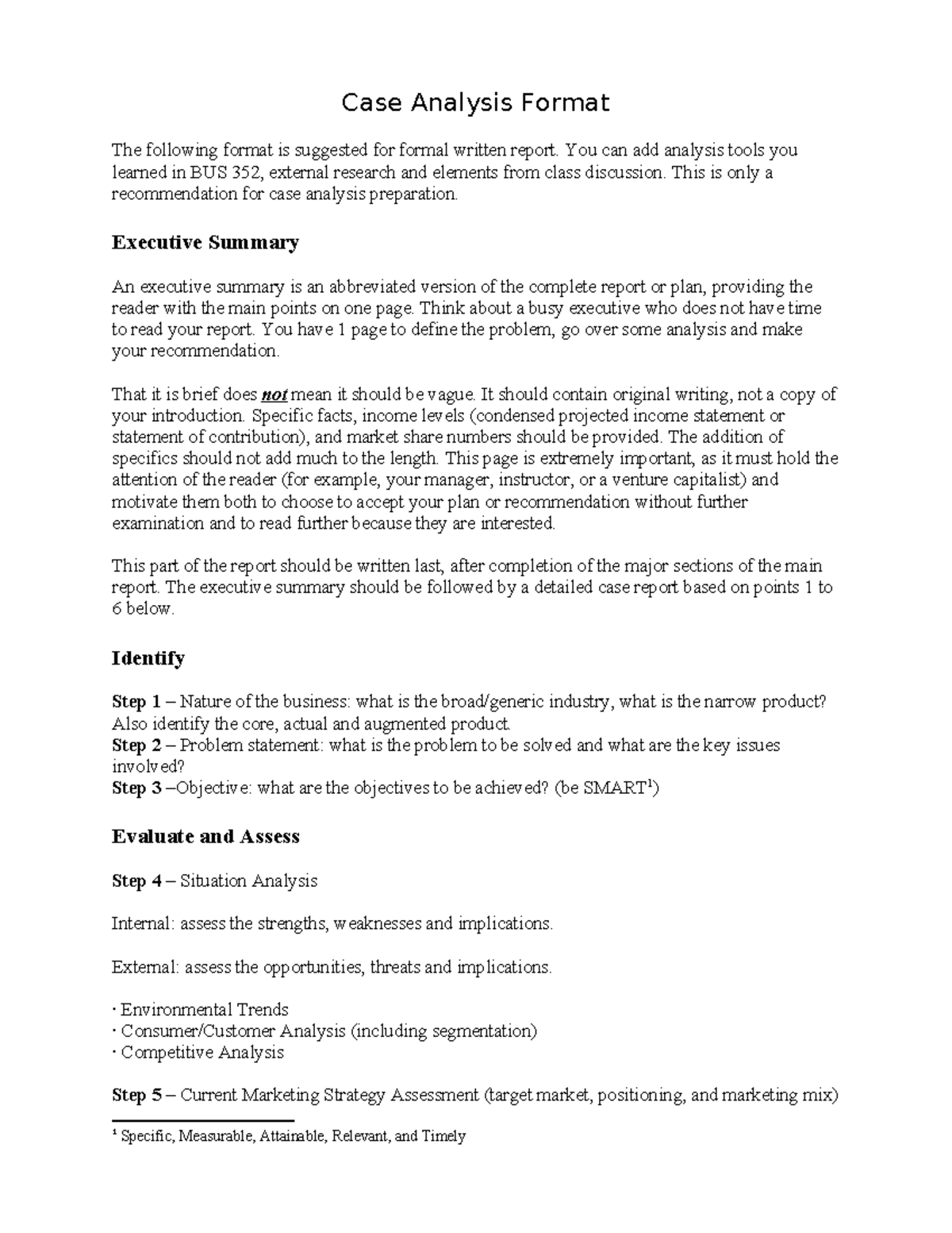 Case Analysis Format - case - Case Analysis Format The following format ...