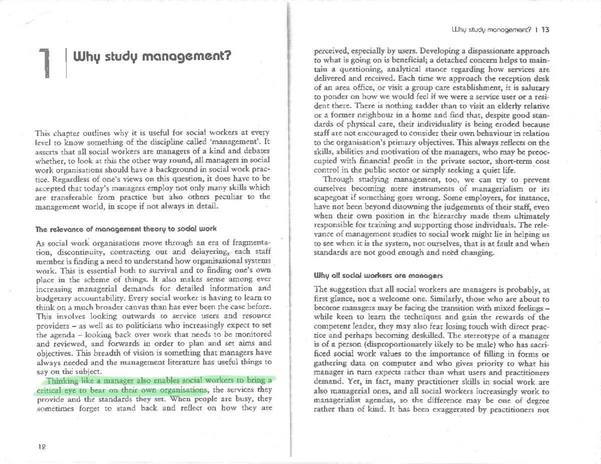 Management in Social Work - Why study management? 13 Why study ...