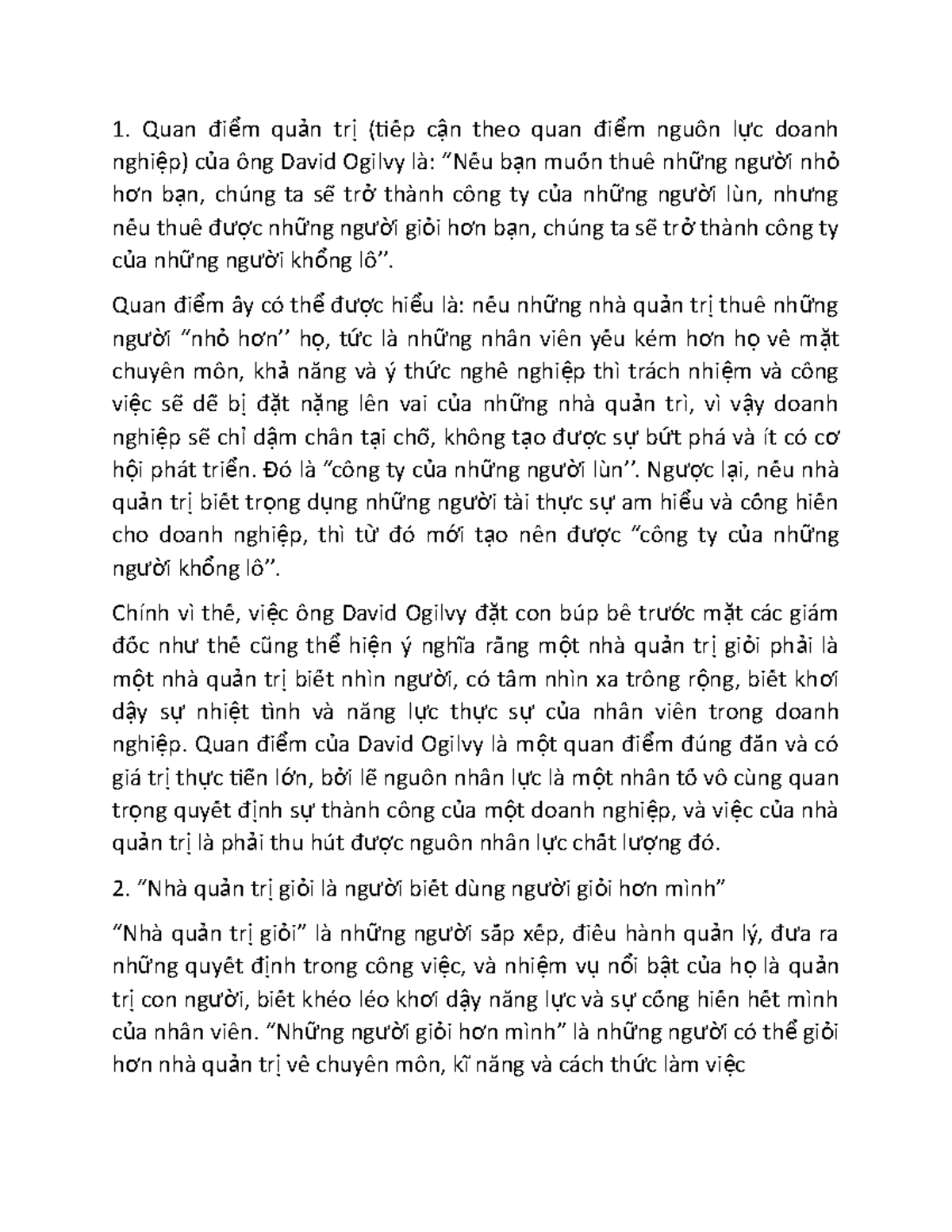 BTTH David Ogilvy - Quan đi m qu n trể ả ị (tếếp c n theo quan đi m nguồồn lậ ể ực doanh nghi p ...