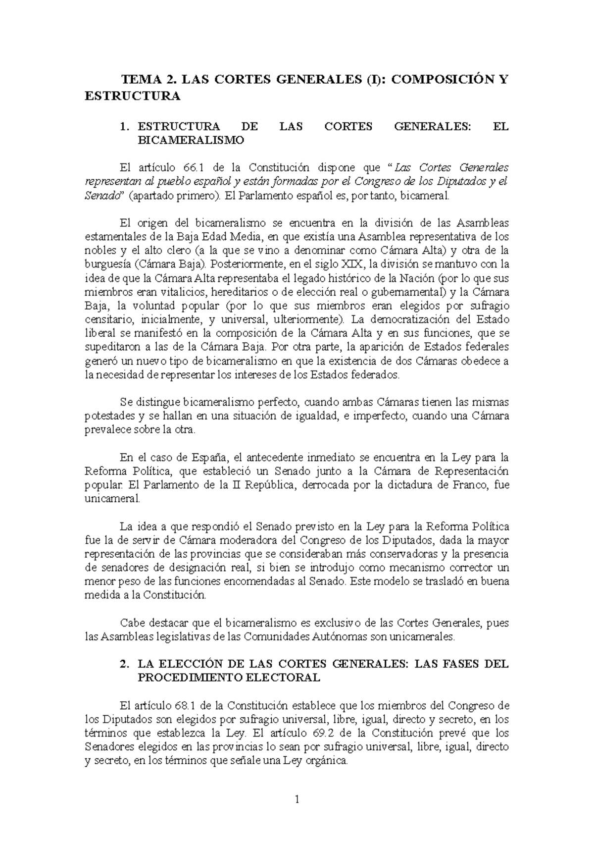 TEMA 2 (Instituciones) LAS Cortes i hasta estatuto parlamentarios ...