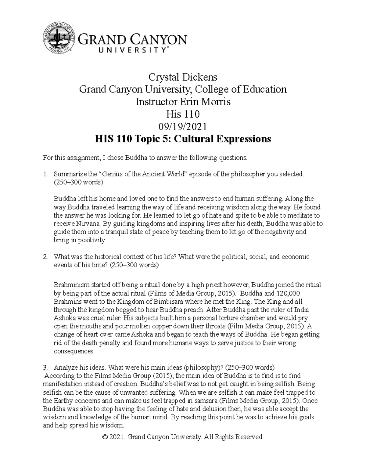 HIS-110 T5 Cultural Expressions - HIS-110 - GCU - Studocu