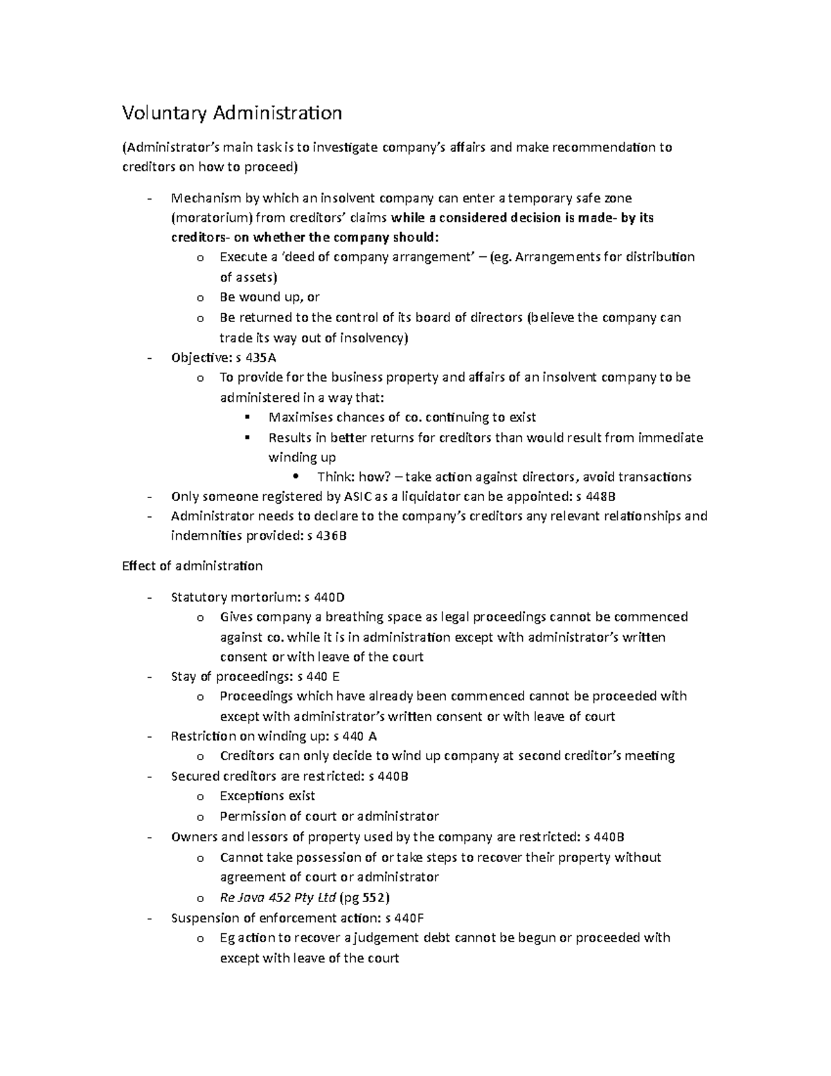 Voluntary Administration - Voluntary Administration (Administrator’s ...