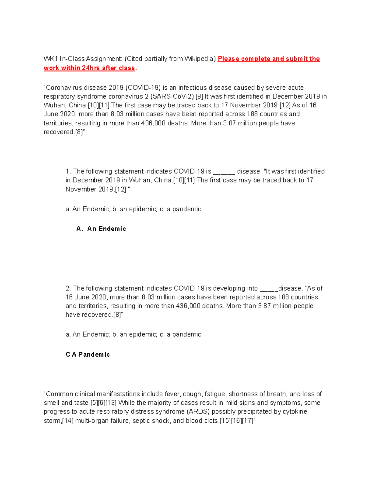 In Class Assignment 1 - song - WK1 In-Class Assignment: (Cited ...